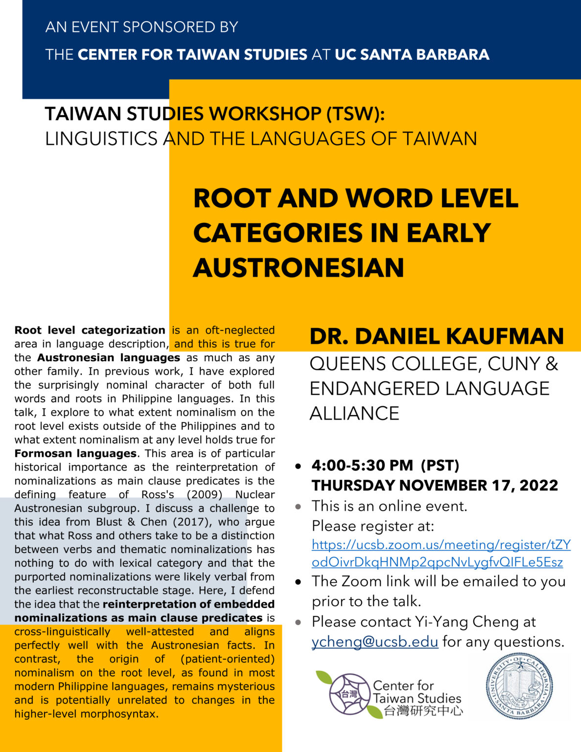 “Root and Word Level Categories in Early Austronesian” – Center for ...